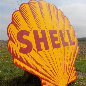 Large Shell Sign, Metal Porcelain Sign, Advertising Sign, Gas Station ...