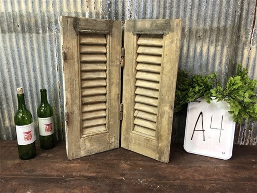 Small Antique Farmhouse Shutter, Natural Wood Shutter Architectural ...