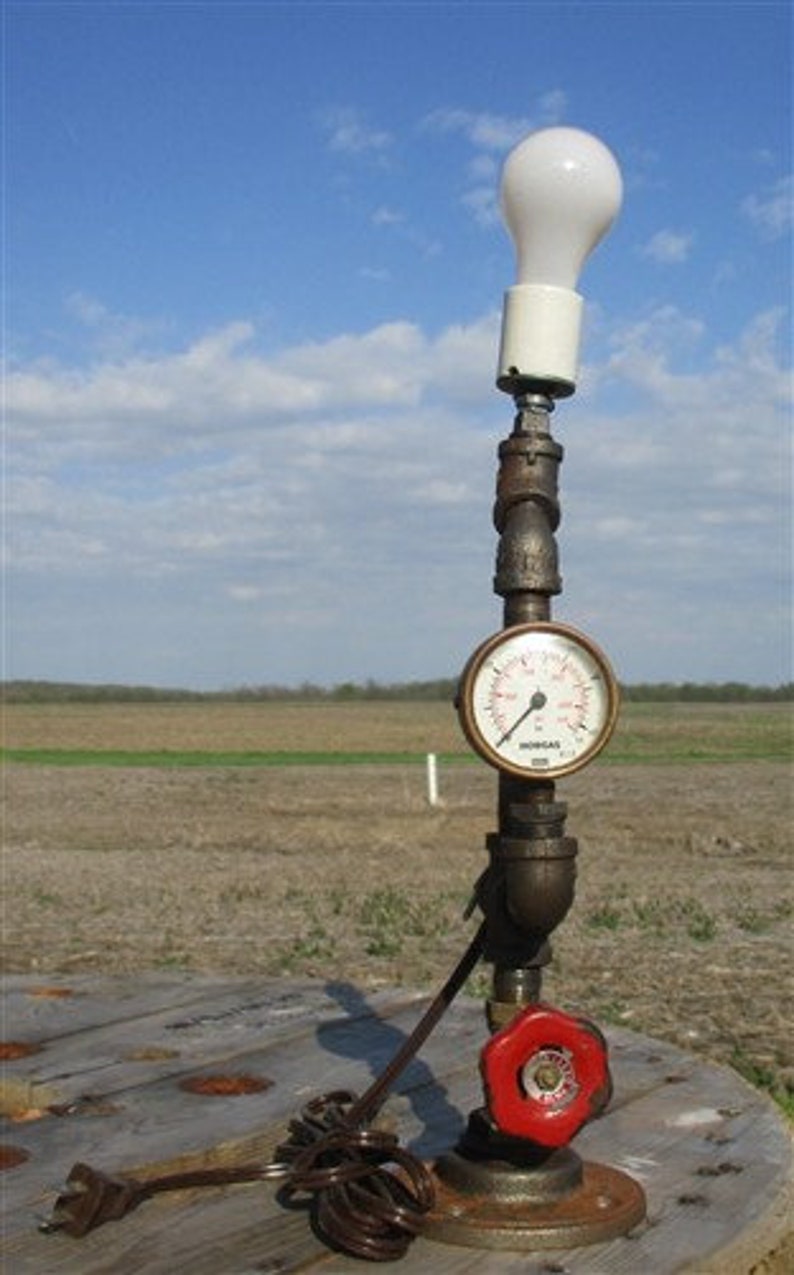 Steampunk Desk Lamp Pressure Gauge Plumbers Pipe Industrial - Etsy
