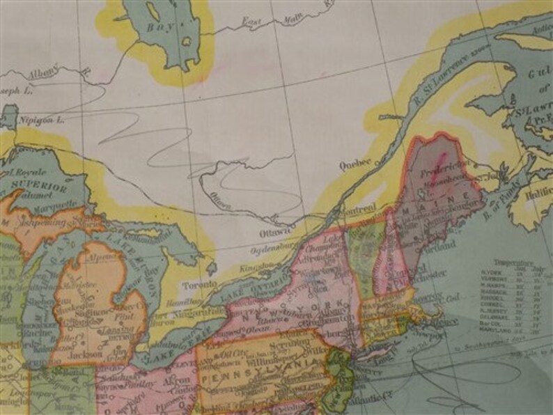 United States Mexico Nystrom Map Vintage Canvas Historical - Etsy