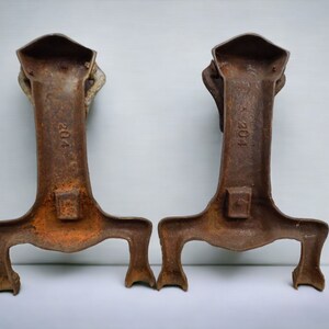 Pair Cast Iron Fireplace Andiron Fronts Art Deco Nouveau Firedog Parts ...