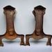 Pair Cast Iron Fireplace Andiron Fronts Art Deco Nouveau Firedog Parts ...