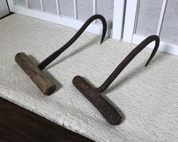2 Hay Hooks Primitive Farm Tool Hooks Farmhouse T-handle | Etsy