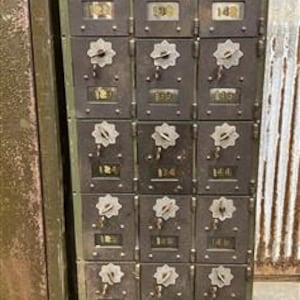 U.S. Post Office Station and 24 Mailbox Cabinet, Vintage PO Box Sorting ...
