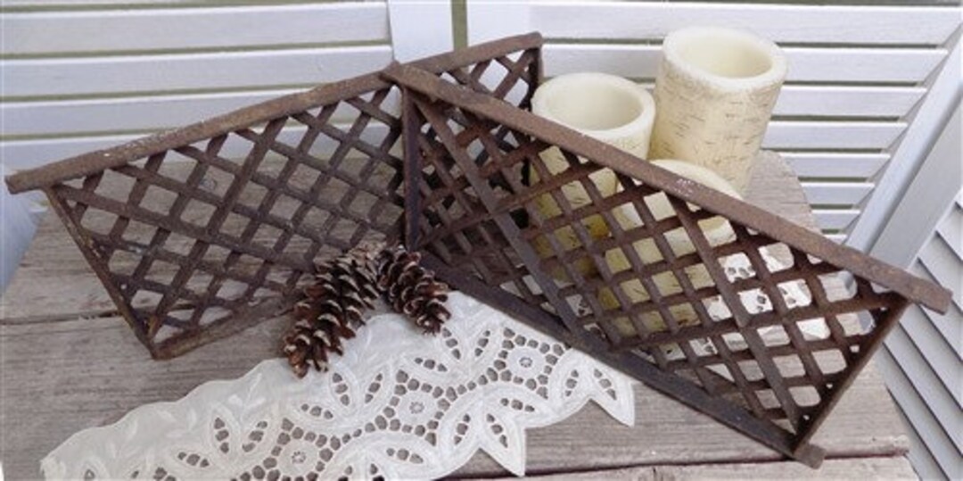 2 Flat Cast Iron Grates Fretwork Vent Covers Air Return Architectural ...