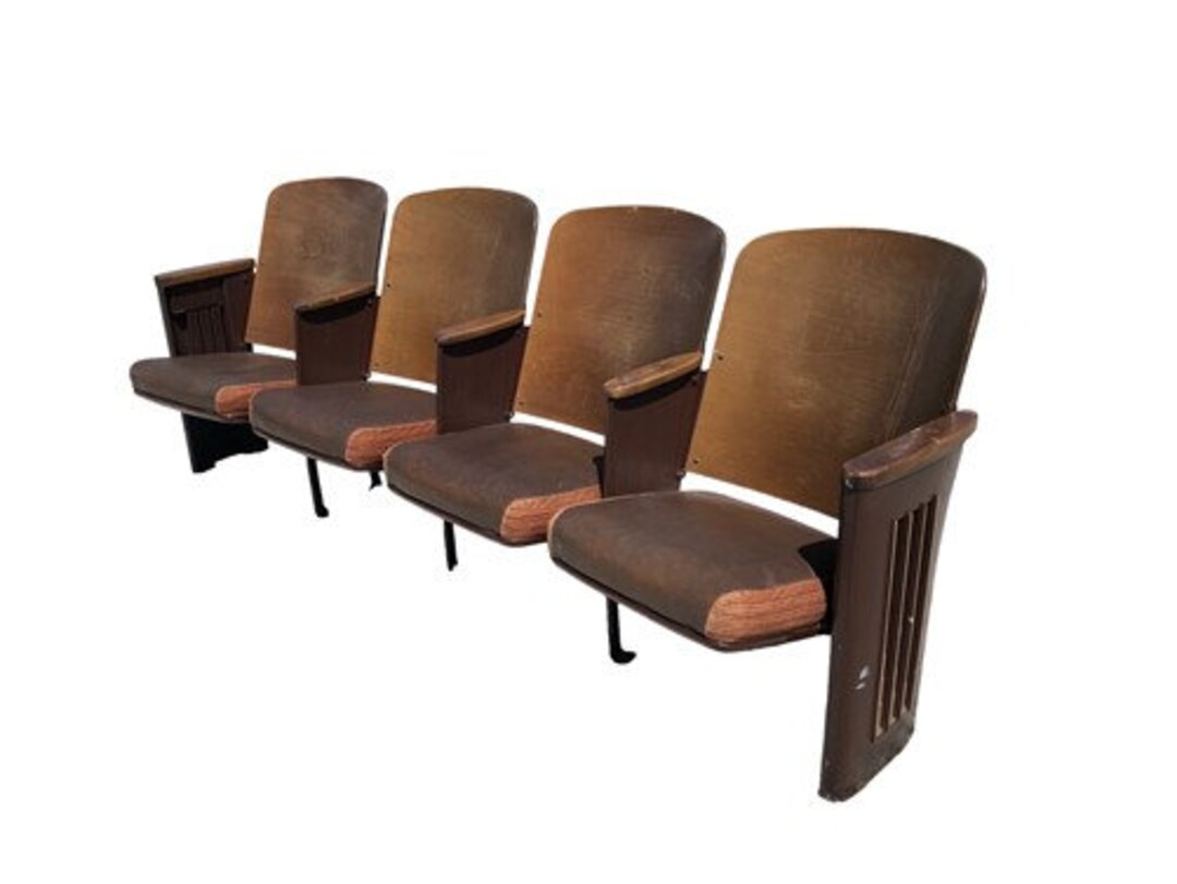 4 Padded Folding Theater Seats, Auditorium Theatre Seat, Entryway Bench ...
