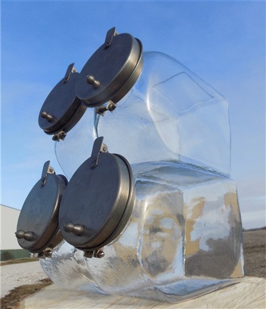 4 Rectangular Stackable Canister Jars, Kitchen Storage, Store Counter ...