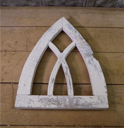 White Church Arched Window Frame Distressed Farmhouse Window | Etsy