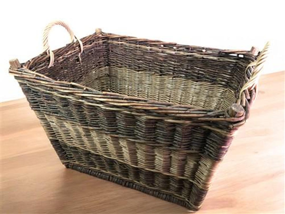 Rectangular Wicker Basket, Vintage German Woven Basket, Storage ...