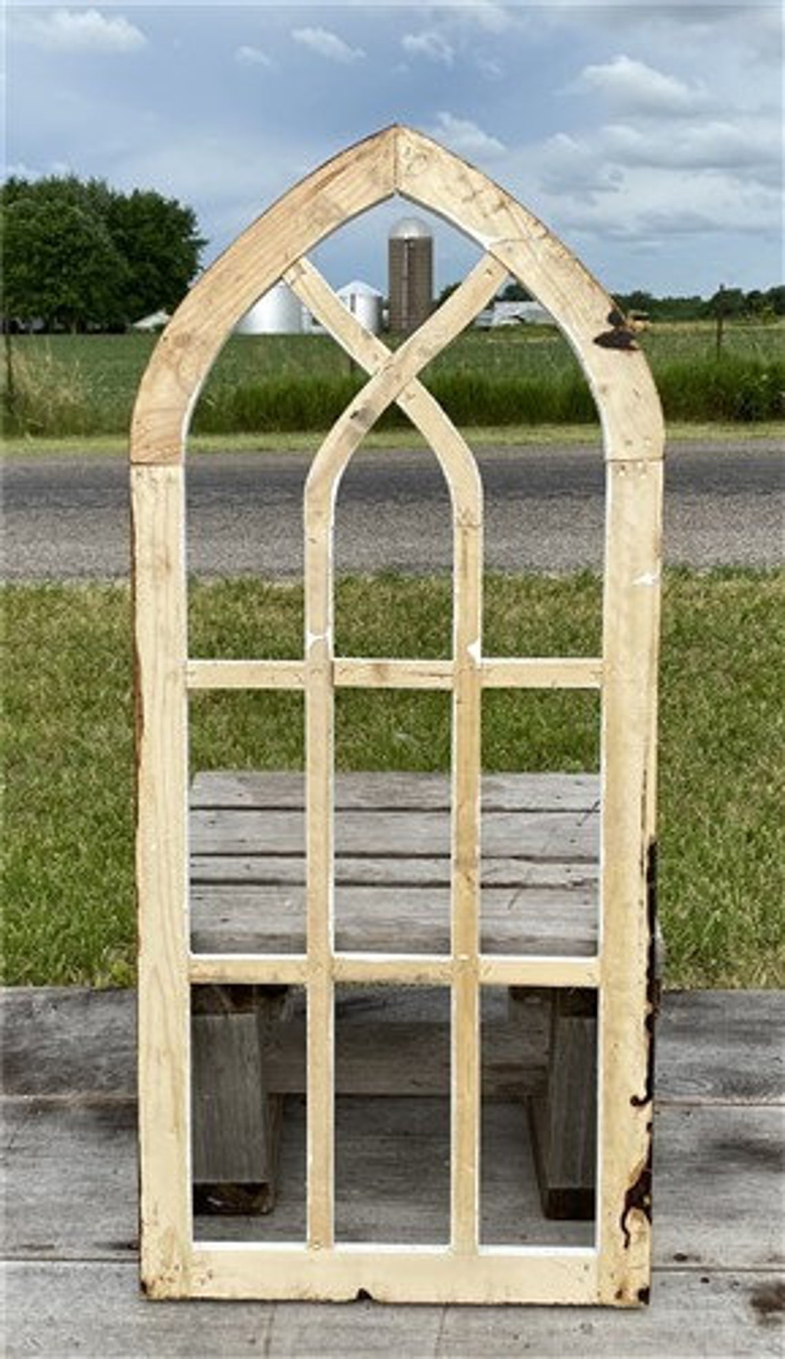 2 Tone Arched Cathedral Window Frame Wooden Church Frame | Etsy