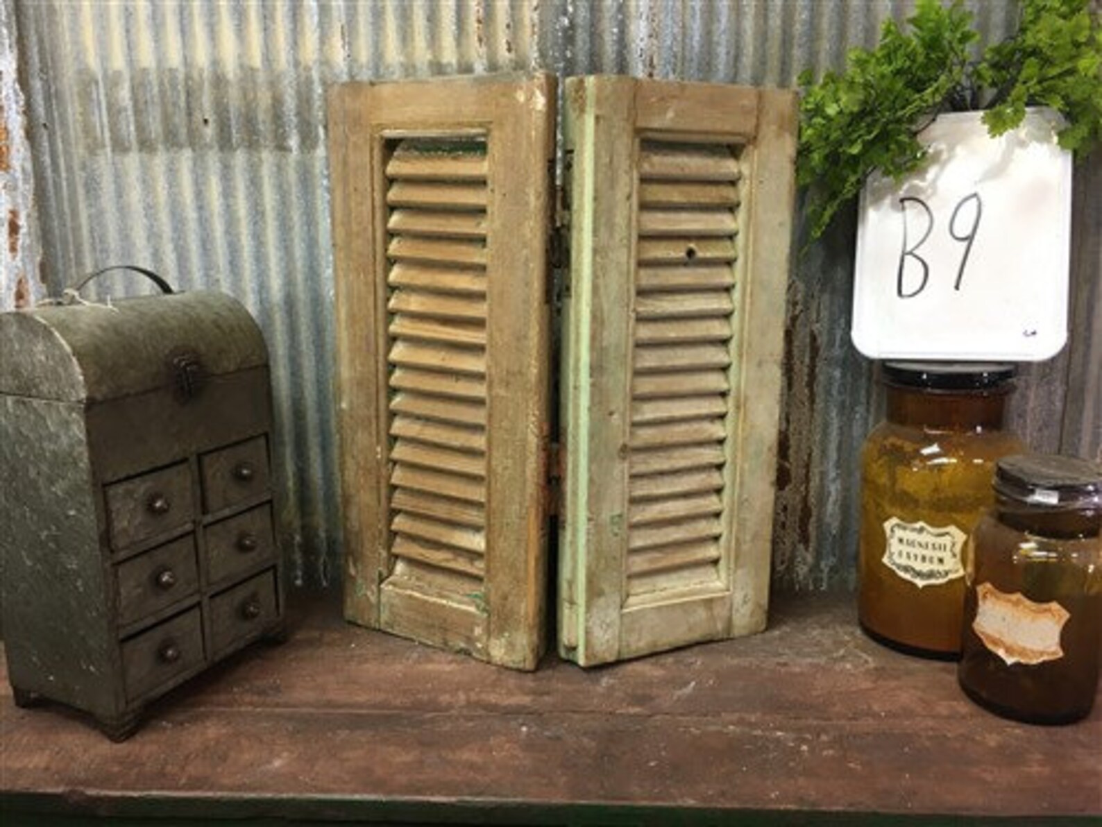 Small Green Antique Farmhouse Shutter Wood Shutter - Etsy