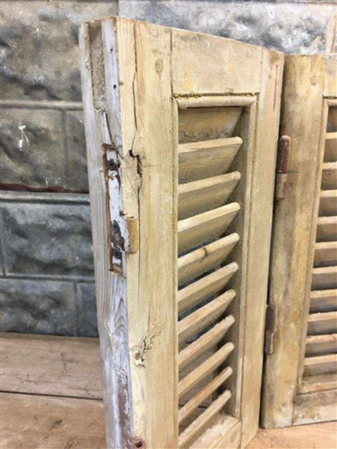 Small Antique Farmhouse Shutter Natural Wood Shutter | Etsy