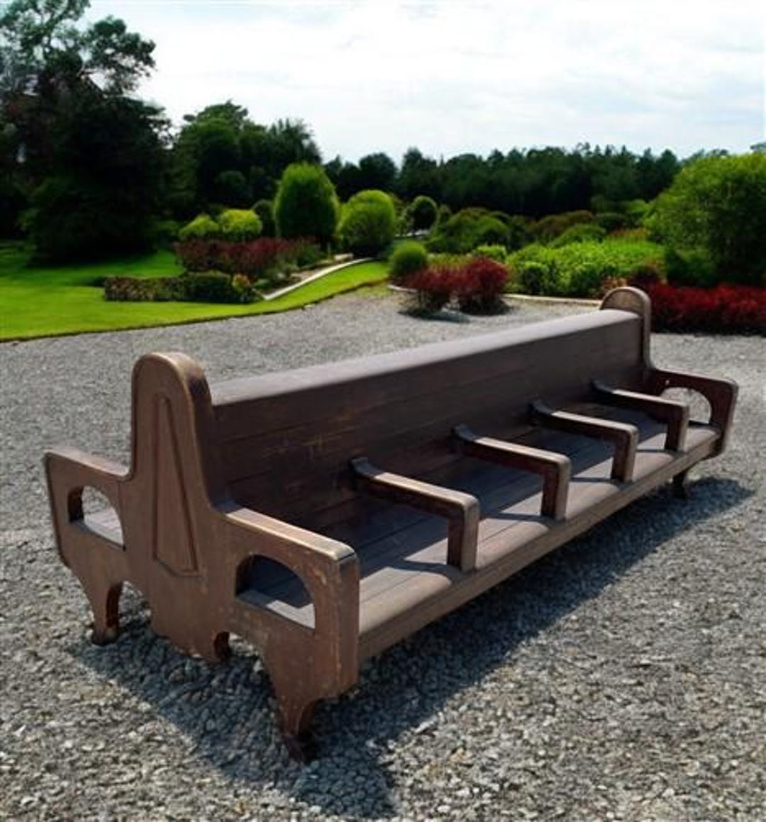 10' Train Station Bench Seat, Vintage Railroad Bench, Bus Station Bench ...