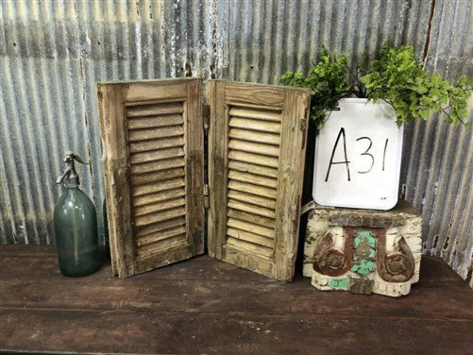 Small Antique Farmhouse Shutter Natural Wood Shutter | Etsy