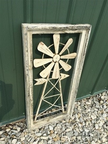 Windmill Wood Metal Window Frame Rustic Farmhouse Decor | Etsy
