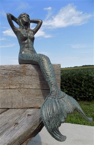 Cast Iron Mermaid, Mermaid Decor, Mermaid Figurine, Nautical Decor ...