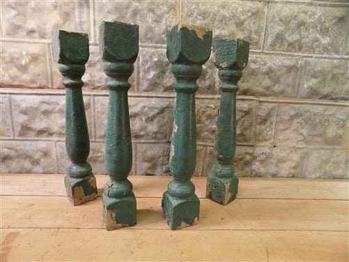 4 Balusters Green Wood Architectural Salvage Spindles Porch | Etsy
