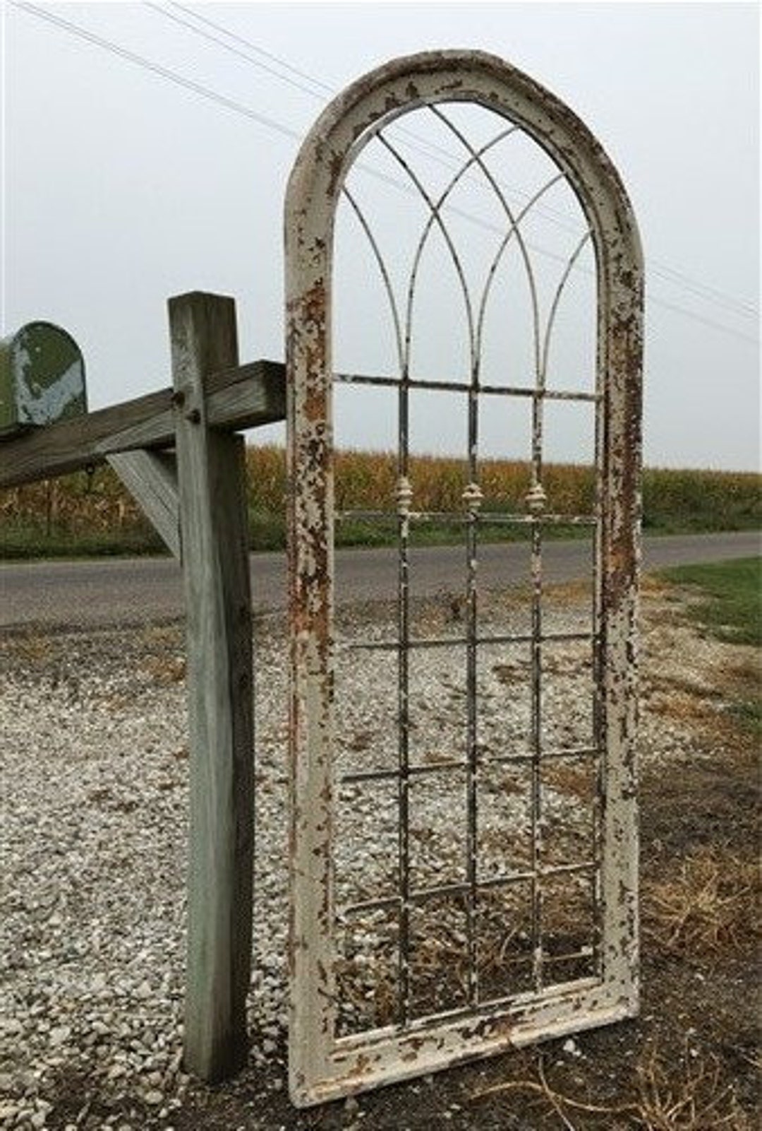 Large Wood Metal Architectural Window Wall Decor, Arched Church Window ...