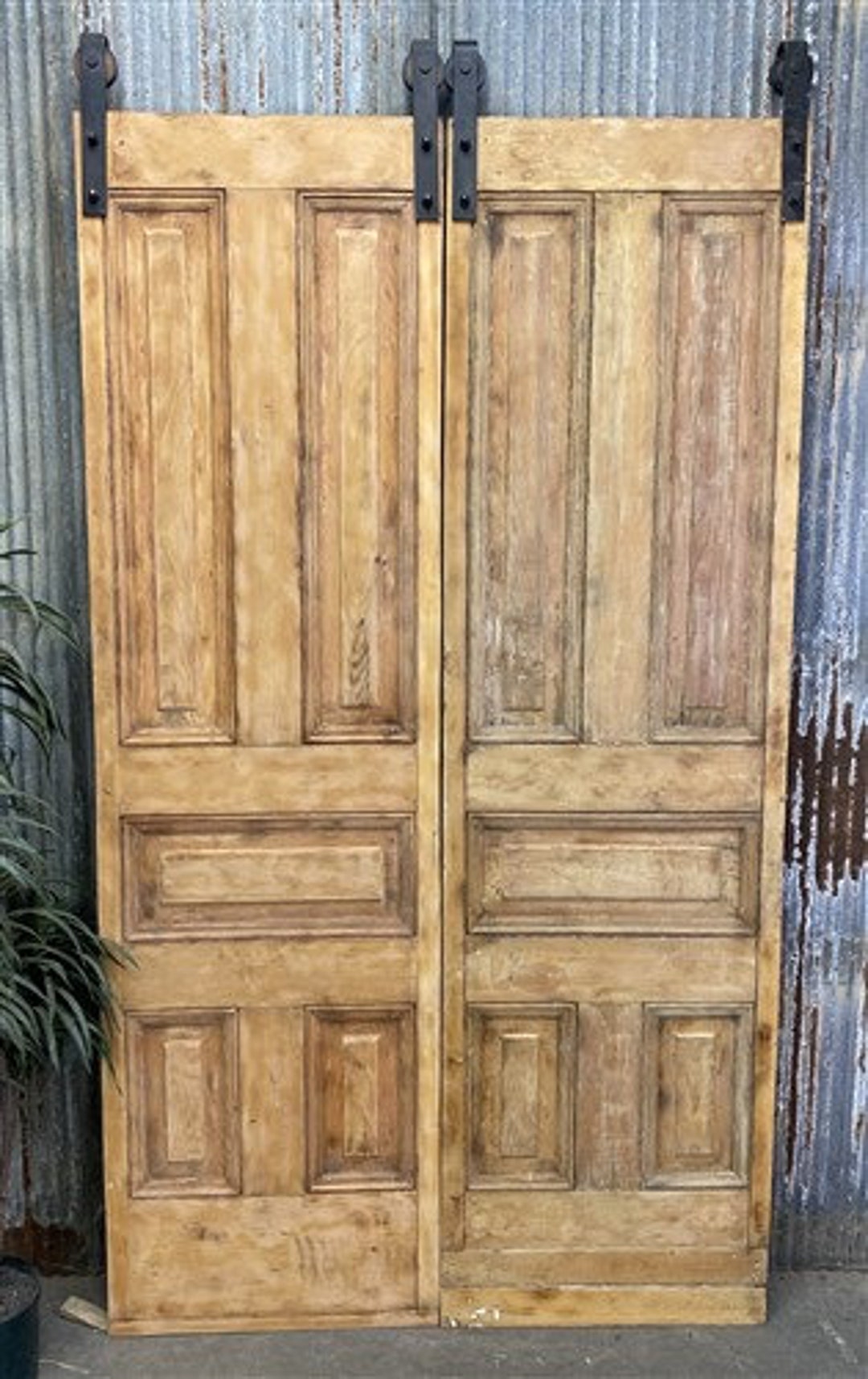Pair Vintage American Doors (48x84) 5 Panel Interior Sliding Door W ...