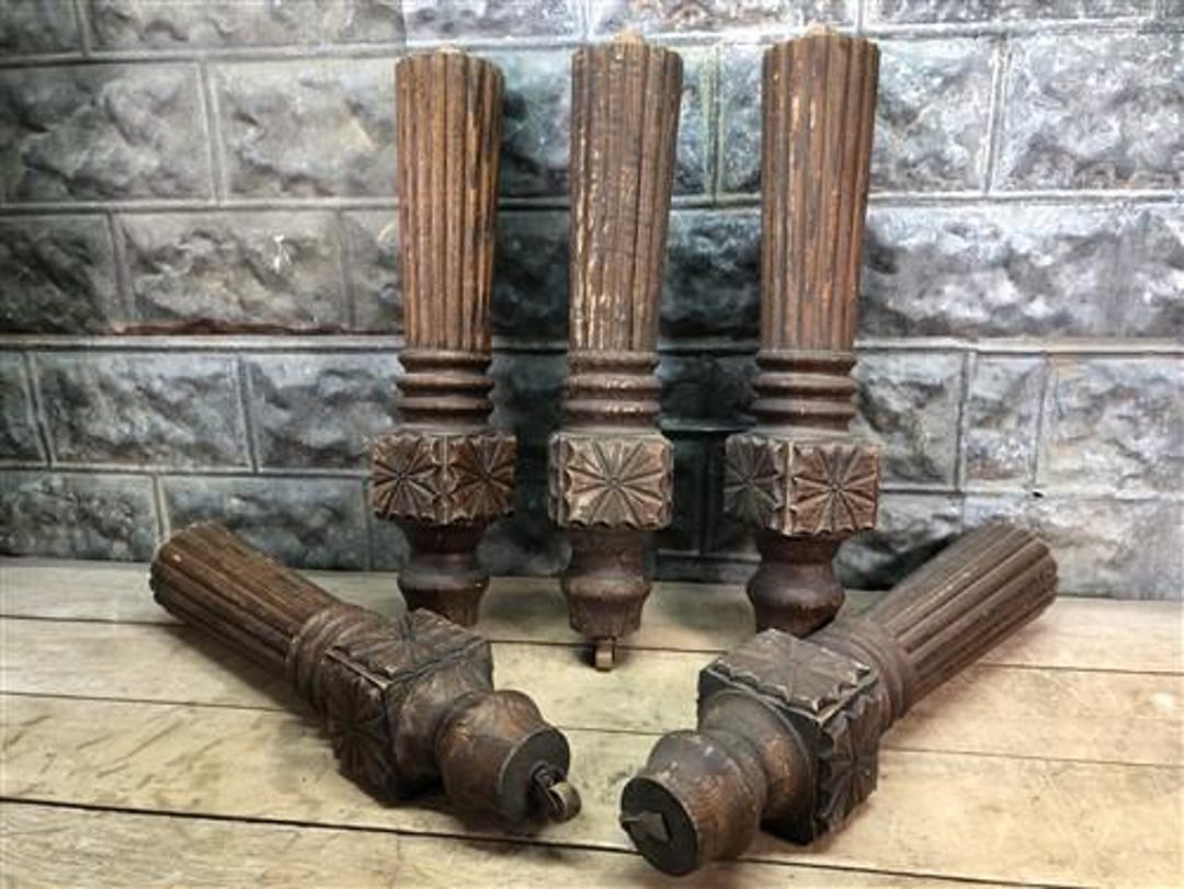 5 Wood Table Legs, Harvest Folk Art Architectural Salvage Vintage ...