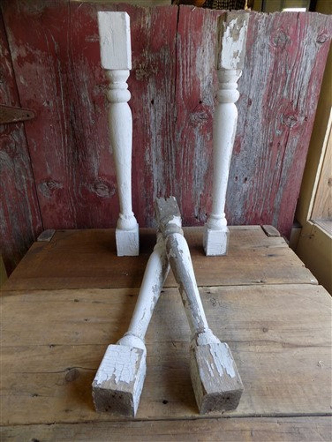 4 Balusters White Wood Architectural Salvage Spindles Porch | Etsy