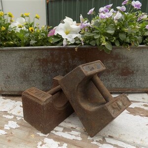 Pair 7 Lb Cast Iron Scale Weights Door Stop Paperweight Advertising ...