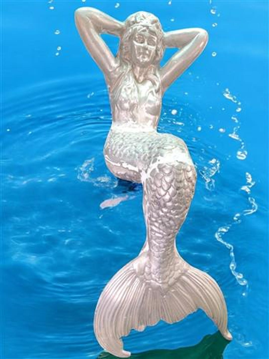 Mermaid Statue, Bench Sitter, Large Aluminum, Nautical Statue Art ...