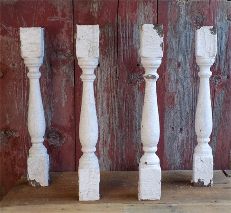 4 Balusters White Wood Architectural Salvage Spindles Porch | Etsy
