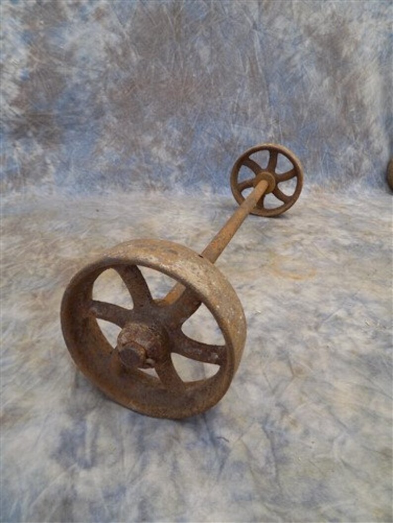 4 Factory Cart Wheels & 2 Axels Cast Iron Vintage Lineberry - Etsy