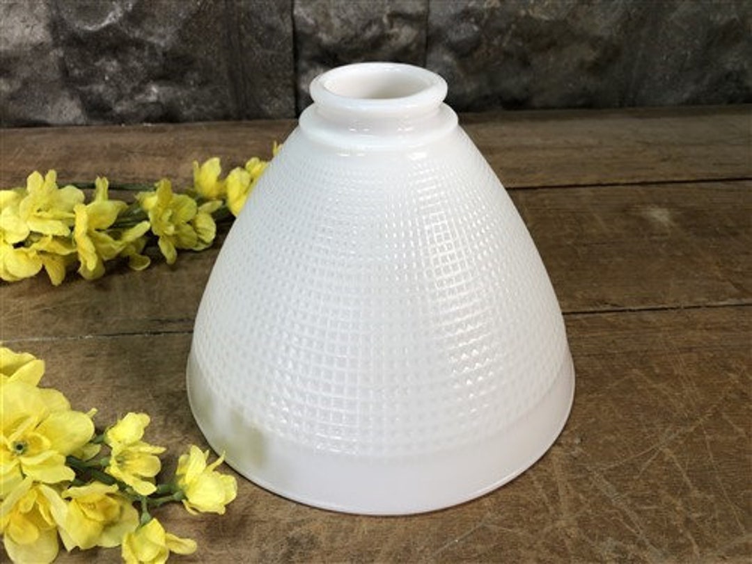 Mid Century Milk Glass Waffle Pattern Torchiere Floor Table Lamp Shade ...