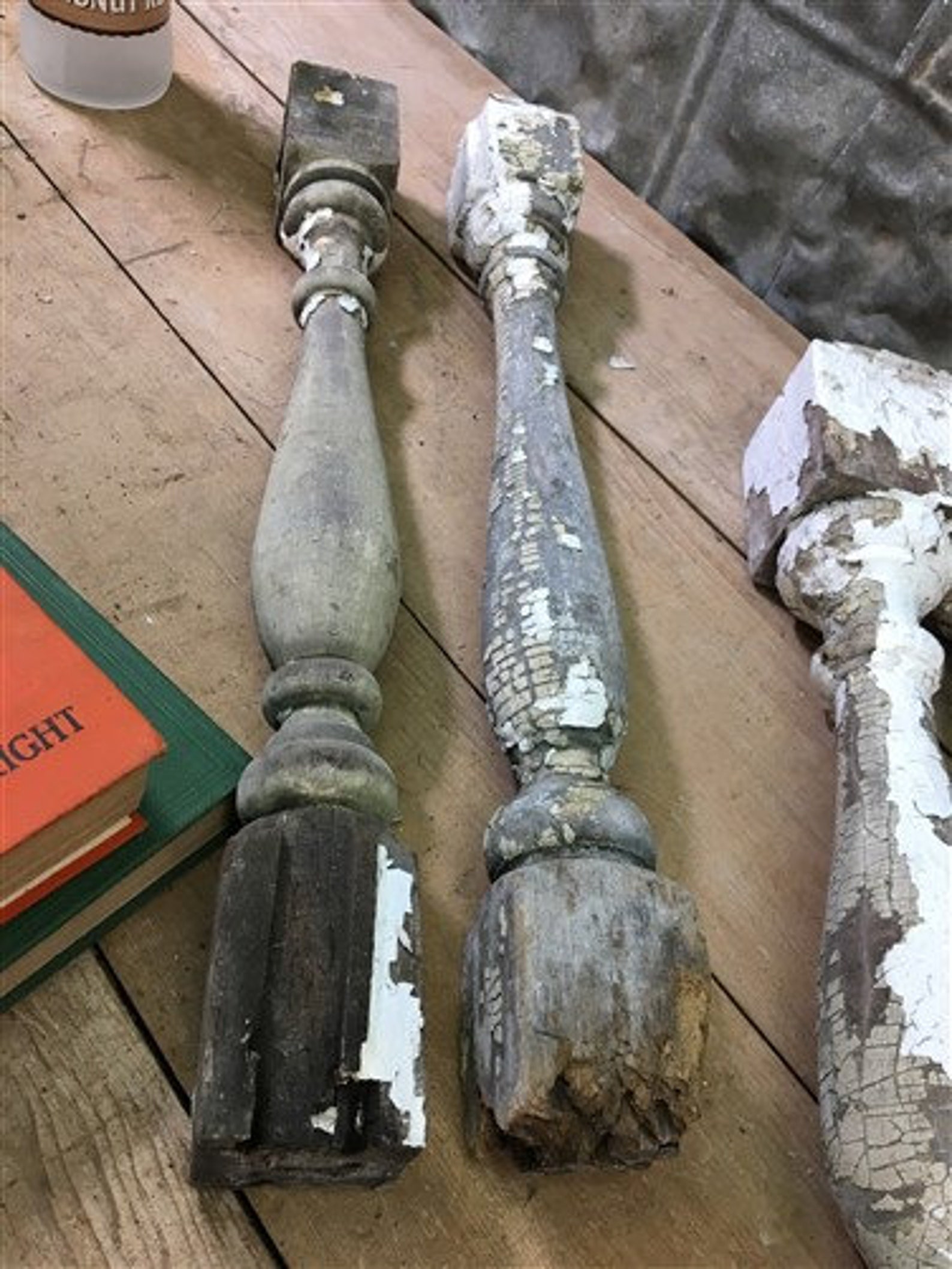 4 Balusters White Wood Architectural Salvage Spindles Porch - Etsy