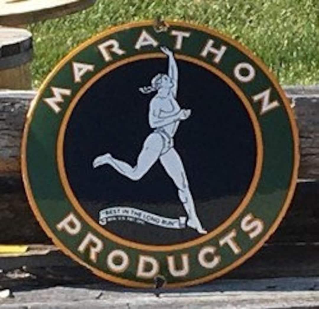 Marathon Products Sign, Metal Porcelain Advertising Sign, Gas Petroleum ...