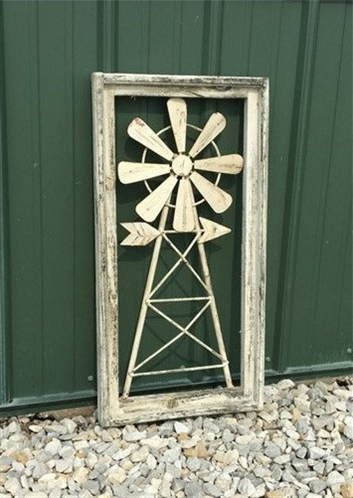 Windmill Wood Metal Window Frame, Rustic Farmhouse Decor, Windmill ...