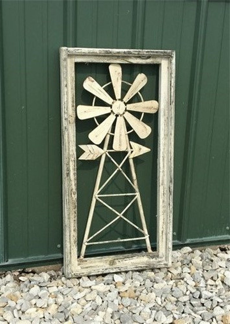 Windmill Wood Metal Window Frame Rustic Farmhouse Decor | Etsy