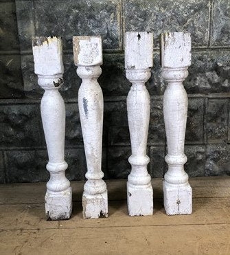 4 Balusters White Wood Architectural Salvage Spindles Porch - Etsy