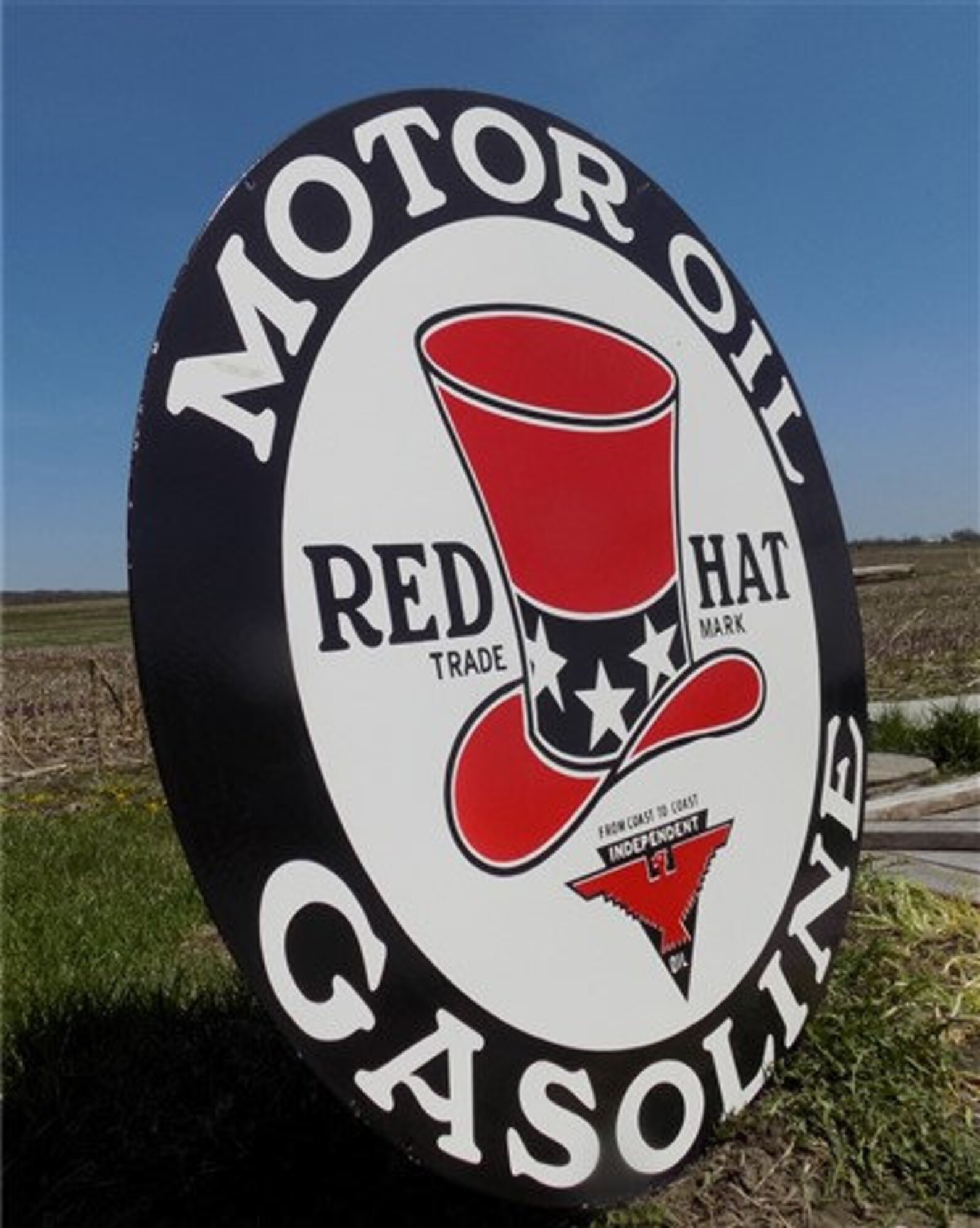 Red Hat Motor Oil Gasoline Sign Double Sided Metal Porcelain - Etsy