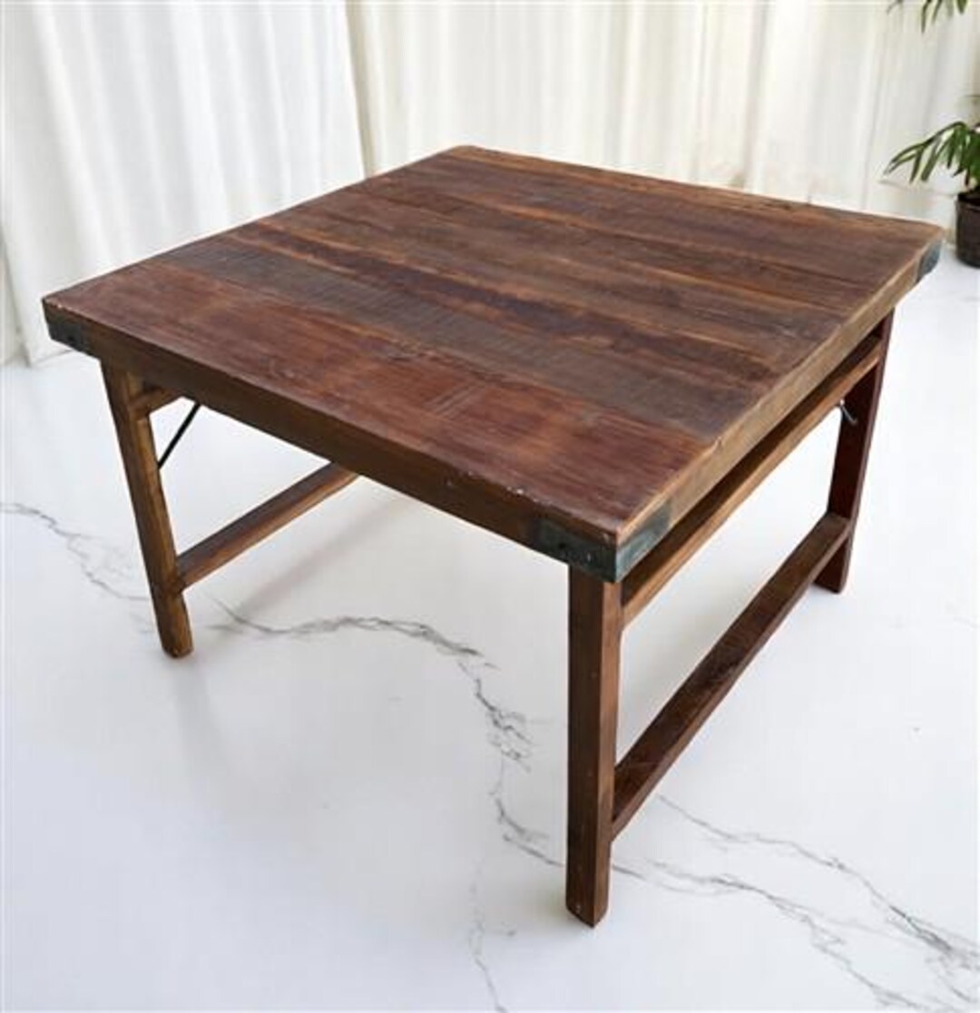 Rustic Square Table, Vintage Dining Room Table, Kitchen Island, Game ...