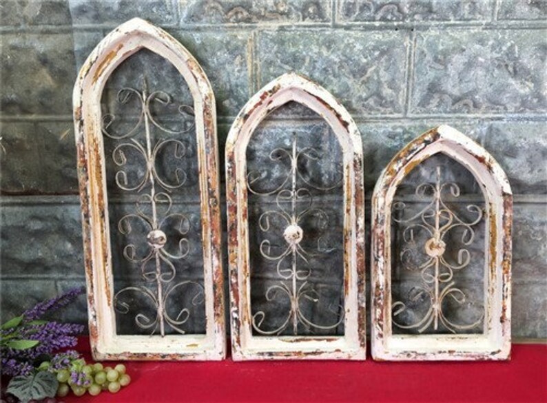 3 Arched Wood Metal Gothic Window Frames Architectural Church - Etsy