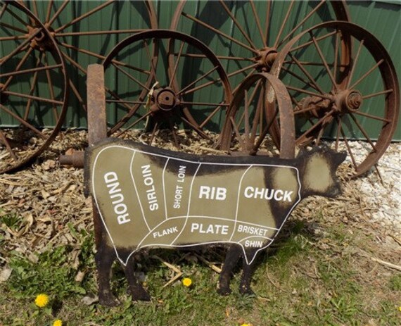 Rustic Cow Butcher Shop Sign Beef Cuts Metal Sign Beef | Etsy