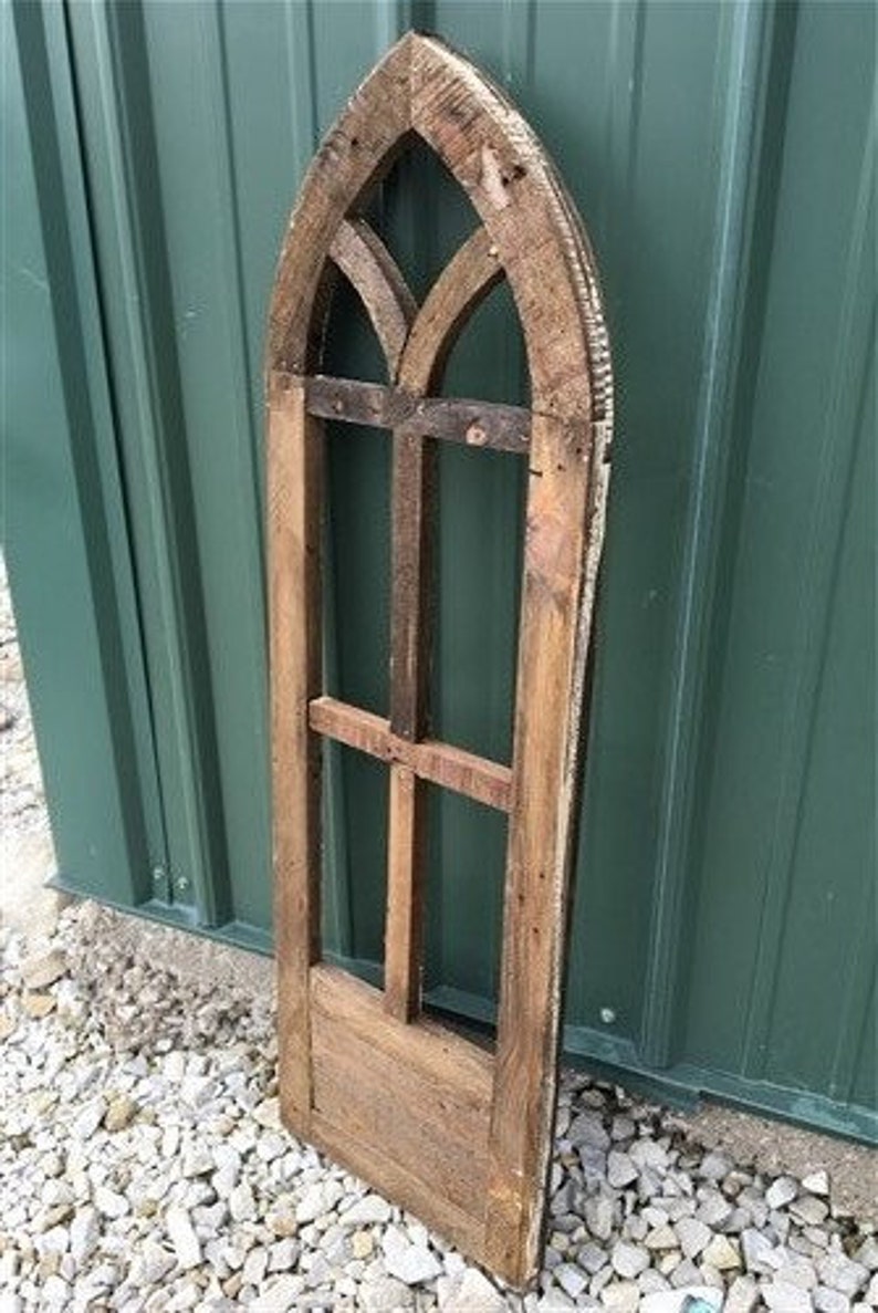 Dark Paneled American Gothic Style Wood Window Frame Arched | Etsy