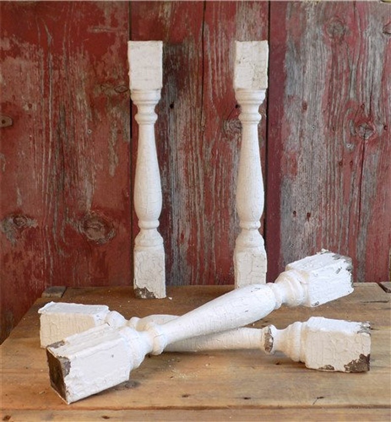 4 Balusters White Wood Architectural Salvage Spindles Porch - Etsy