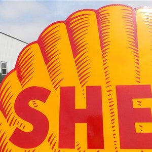 Large Shell Sign, Metal Porcelain Sign, Advertising Sign, Gas Station ...