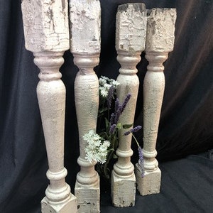 4 Balusters Wood Architectural Salvage Spindles Rustic Farm House Porch ...