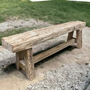 Rustic Log Bench, Vintage Reclaimed Wood Bench, Farmhouse Decor, Cabin ...
