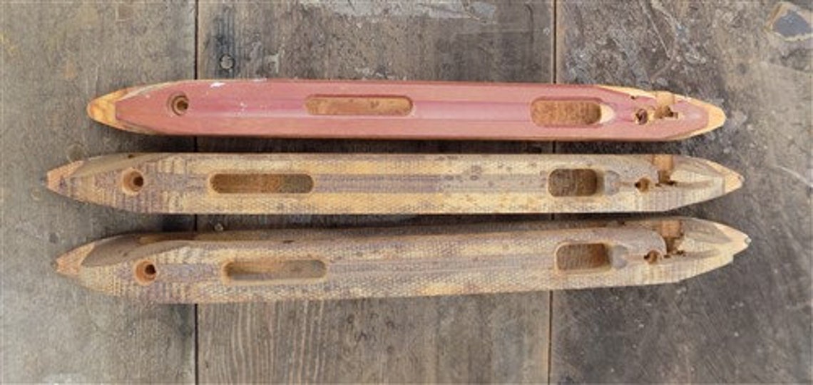 6 Wooden Weaving Loom Boat Shuttles Metal Tip Vintage | Etsy