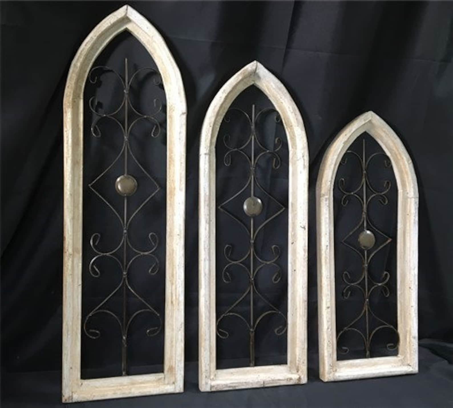 Set 3 Wood Metal Gothic Window Frames Distressed - Etsy