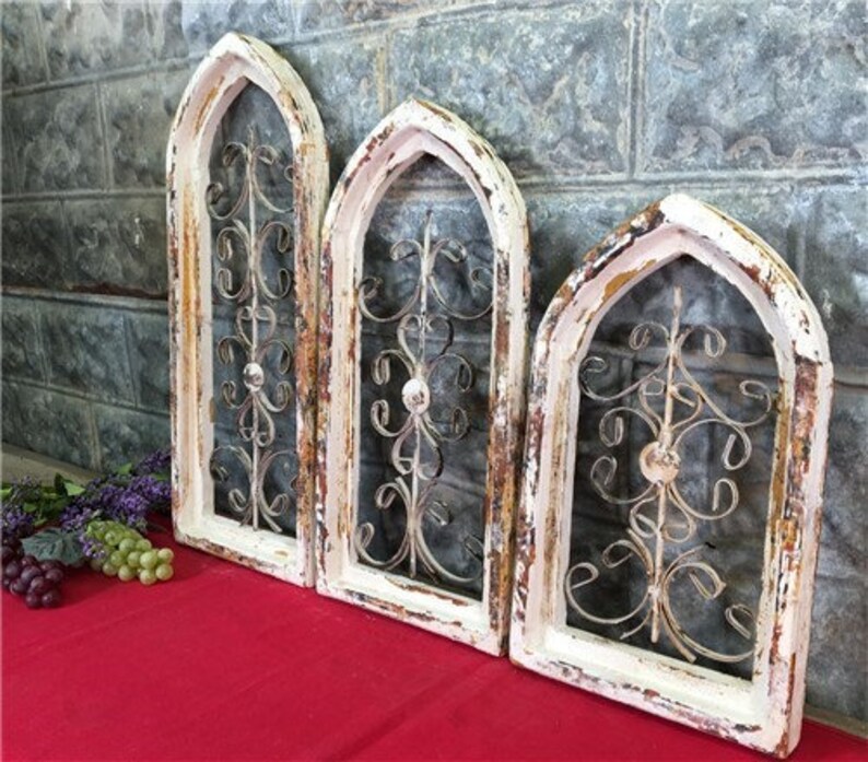 3 Arched Wood Metal Gothic Window Frames Architectural Church - Etsy