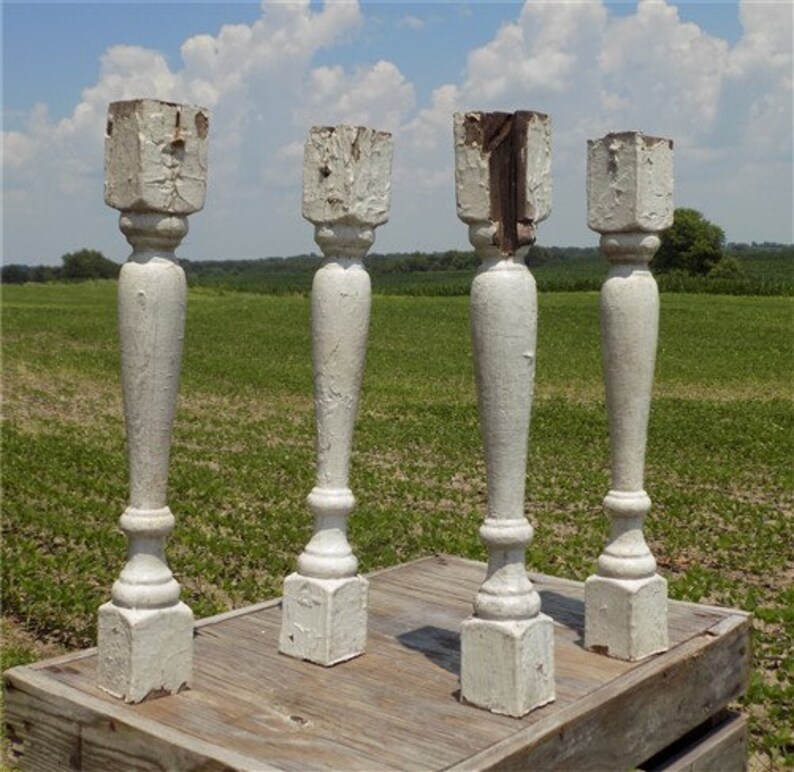 4 Balusters White Wood Architectural Salvage Spindles Porch | Etsy