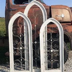 Set 3 XL Arched Wood Metal Gothic Window Frames, Architectural Window ...