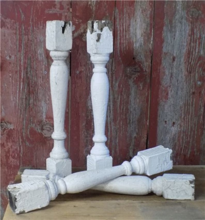 4 Balusters White Wood Architectural Salvage Spindles Porch - Etsy